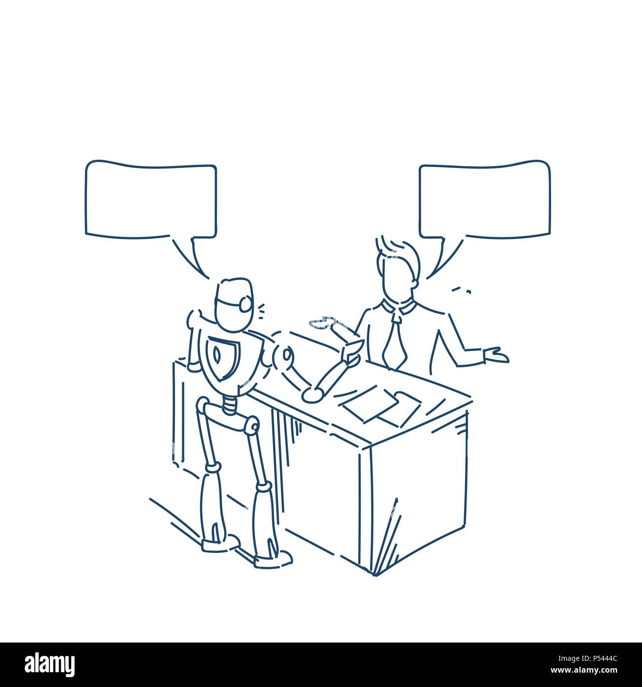 human robot talking chat box bubble communication concept, artificial ...