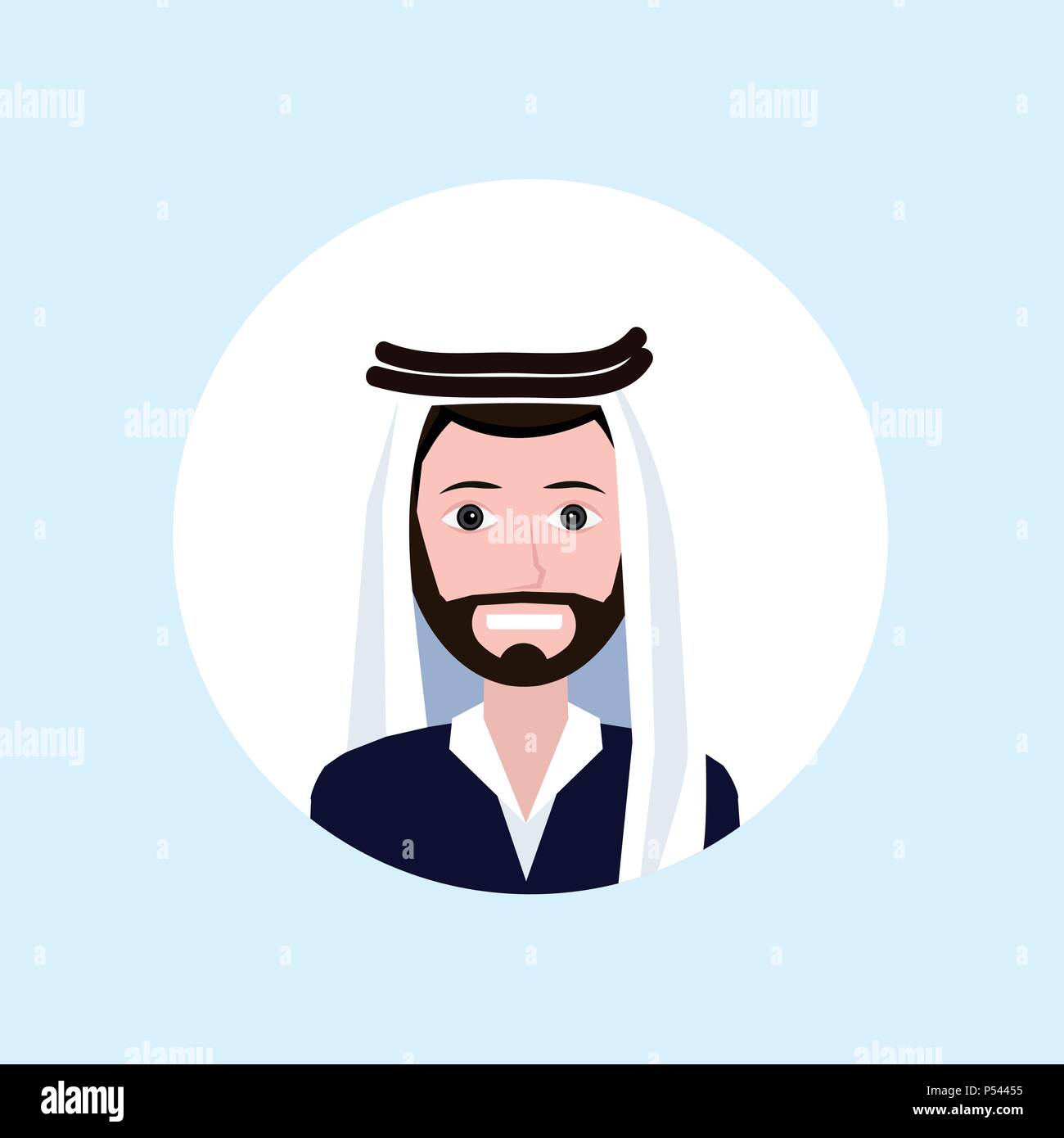 arab businessman face happy portrait on blue background, male avatar ...