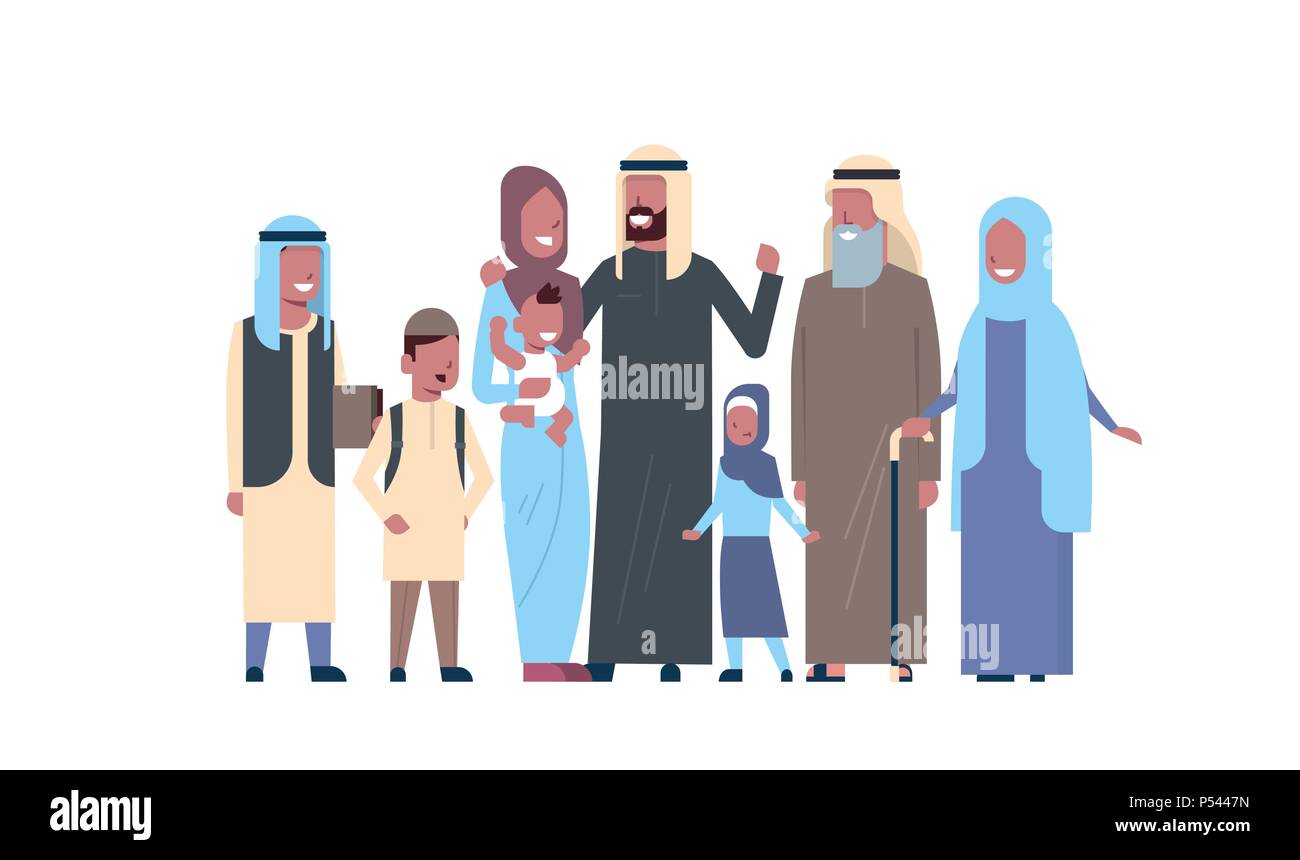 arab grandparents parents children grandchildren, multi generation ...