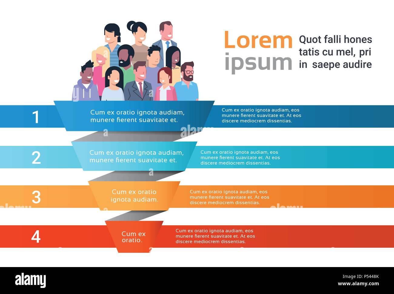 mix race people business timeline process chart infographics funnel ...