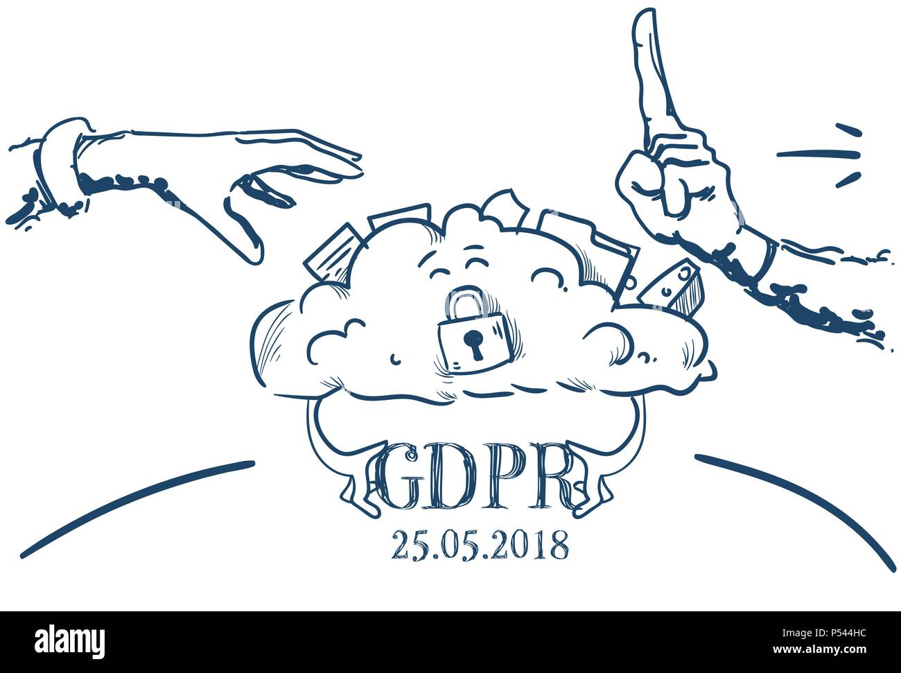 do not touch hand pointing letter cloud padlock General Data Protection ...