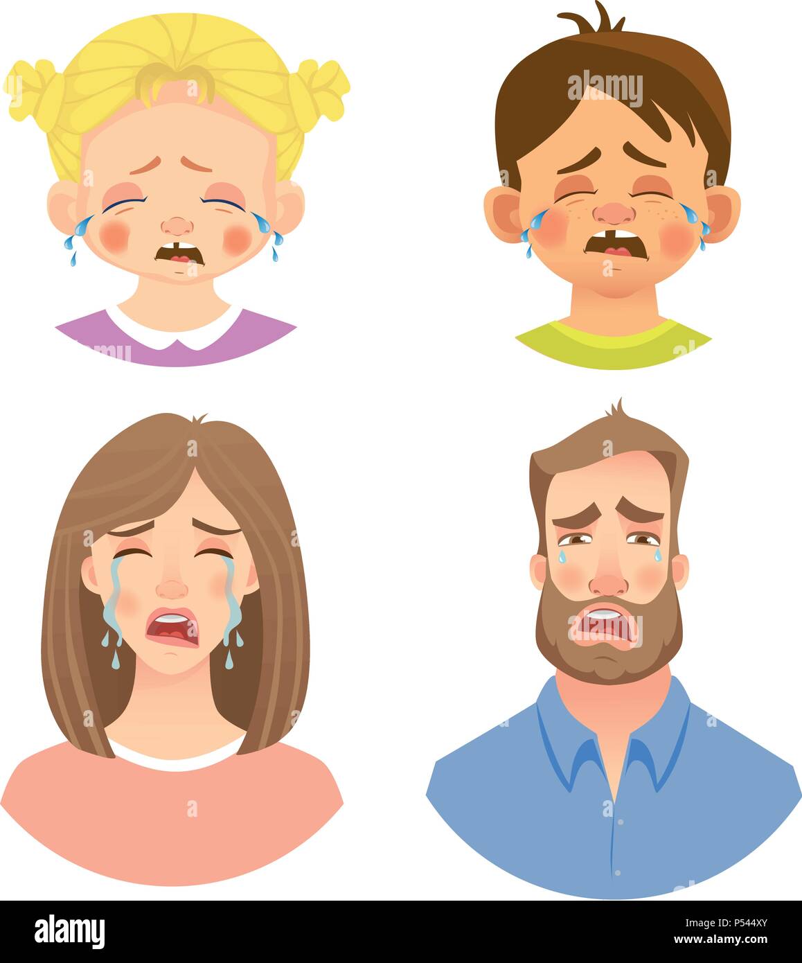 Emotions of human face. Set of avatars with different emotions. Vector ...