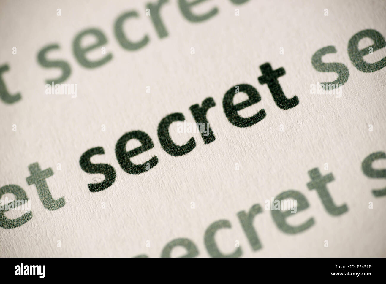 word secret printed on white paper macro Stock Photo - Alamy