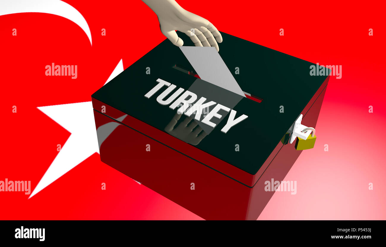 3D render illustration on Turkey Elections concept with voters insert ...