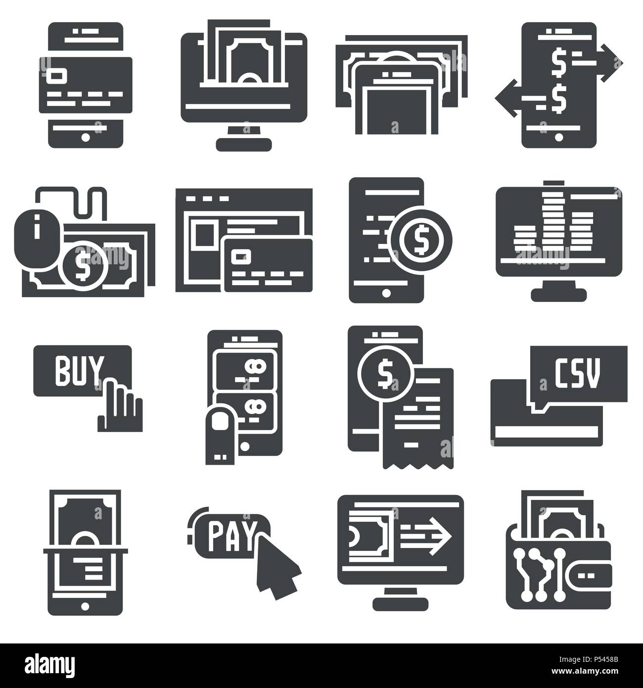 Pay online and mobile banking icons, flat design Stock Vector Image ...