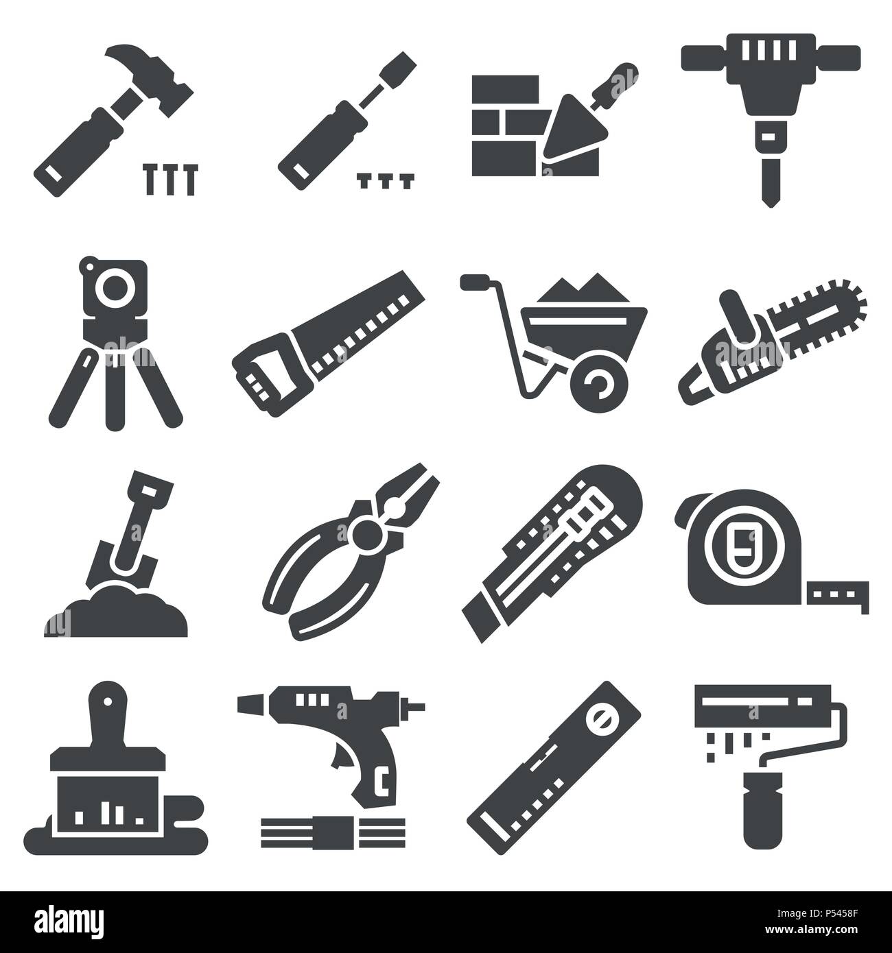 Stock vector illustration set isolated icons building tools ...