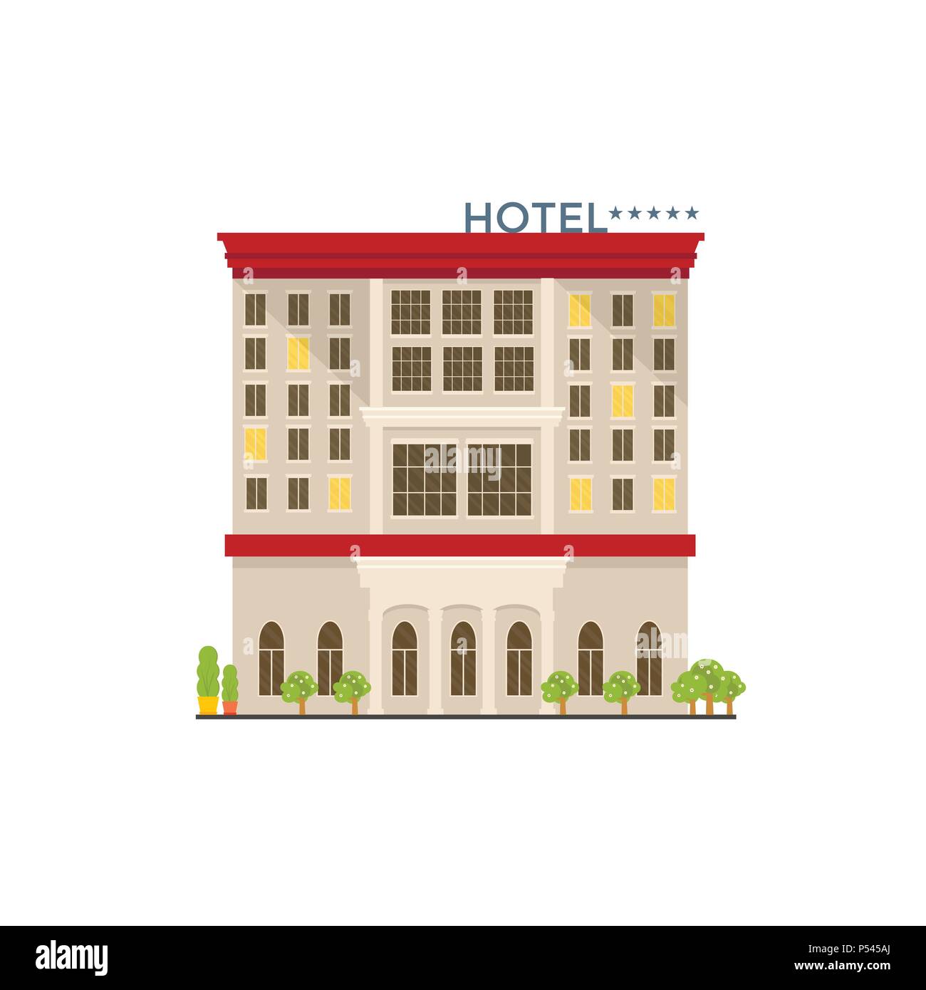 Expensive luxury hotel, flat vector motel building , front view ...