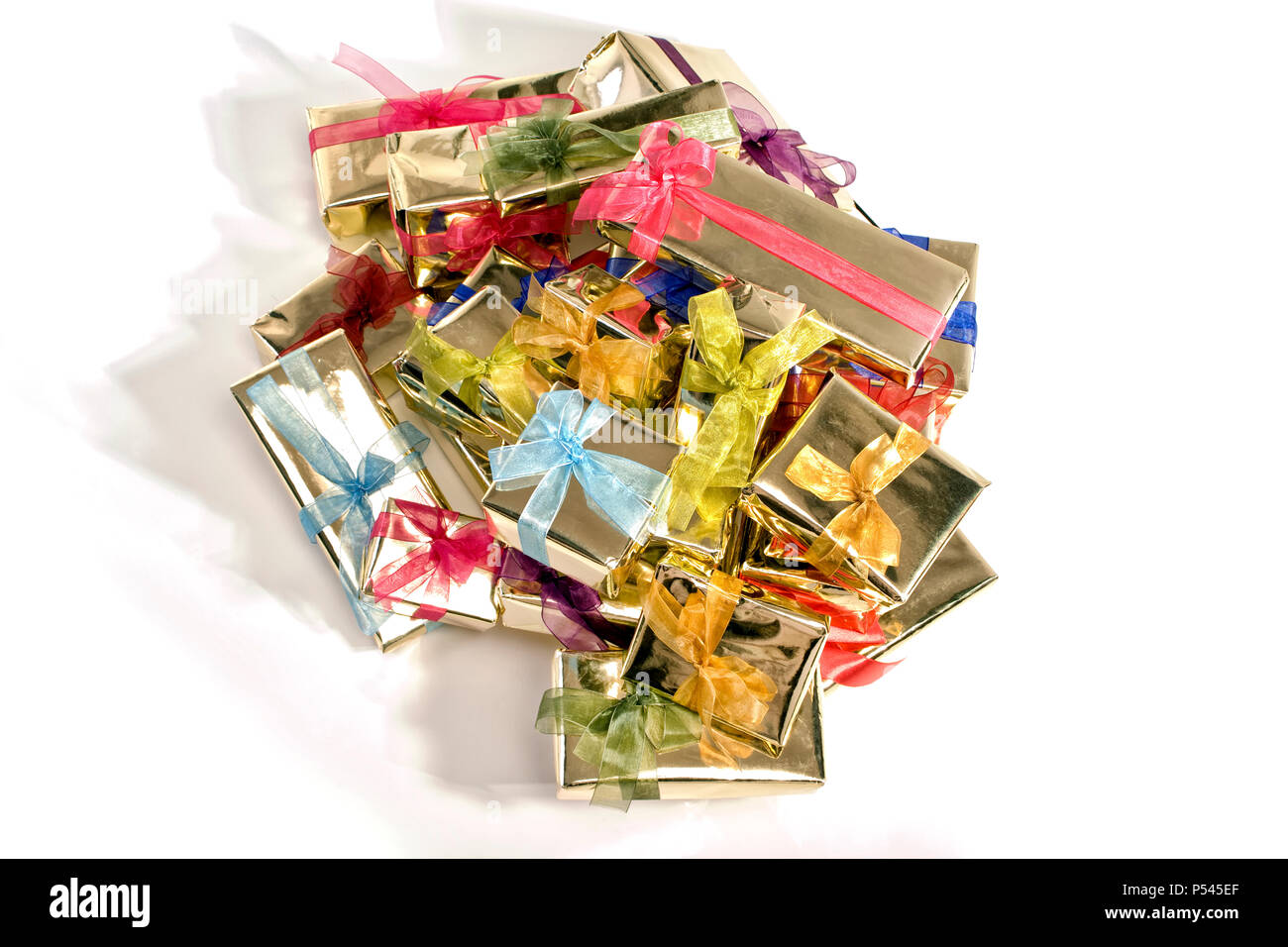 close up shot a group of gift boxes Stock Photo - Alamy