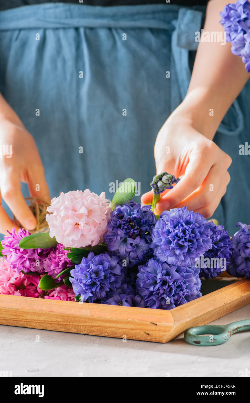 Close up florist gathering bouquet hi-res stock photography and images ...