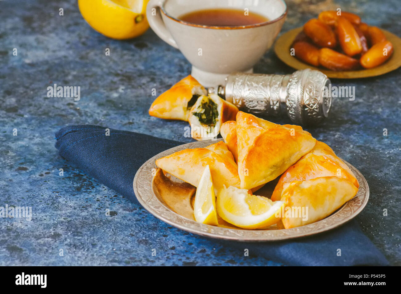 Arabic and middle eastern food concept. Fatayer sabanekh - traditional ...