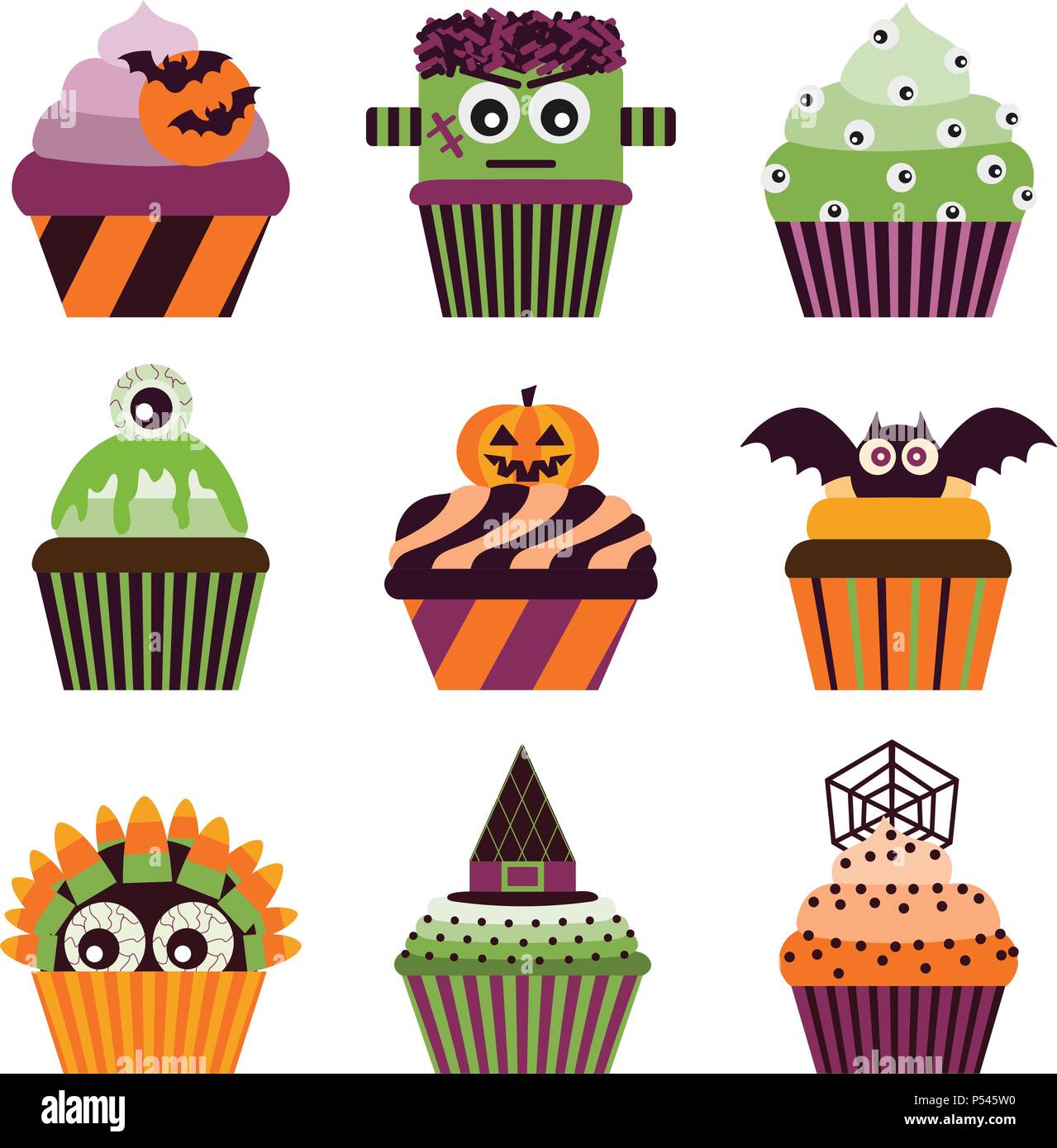 Clipart Cupcake Di Halloween Halloween Cupcakes With Funny Monsters