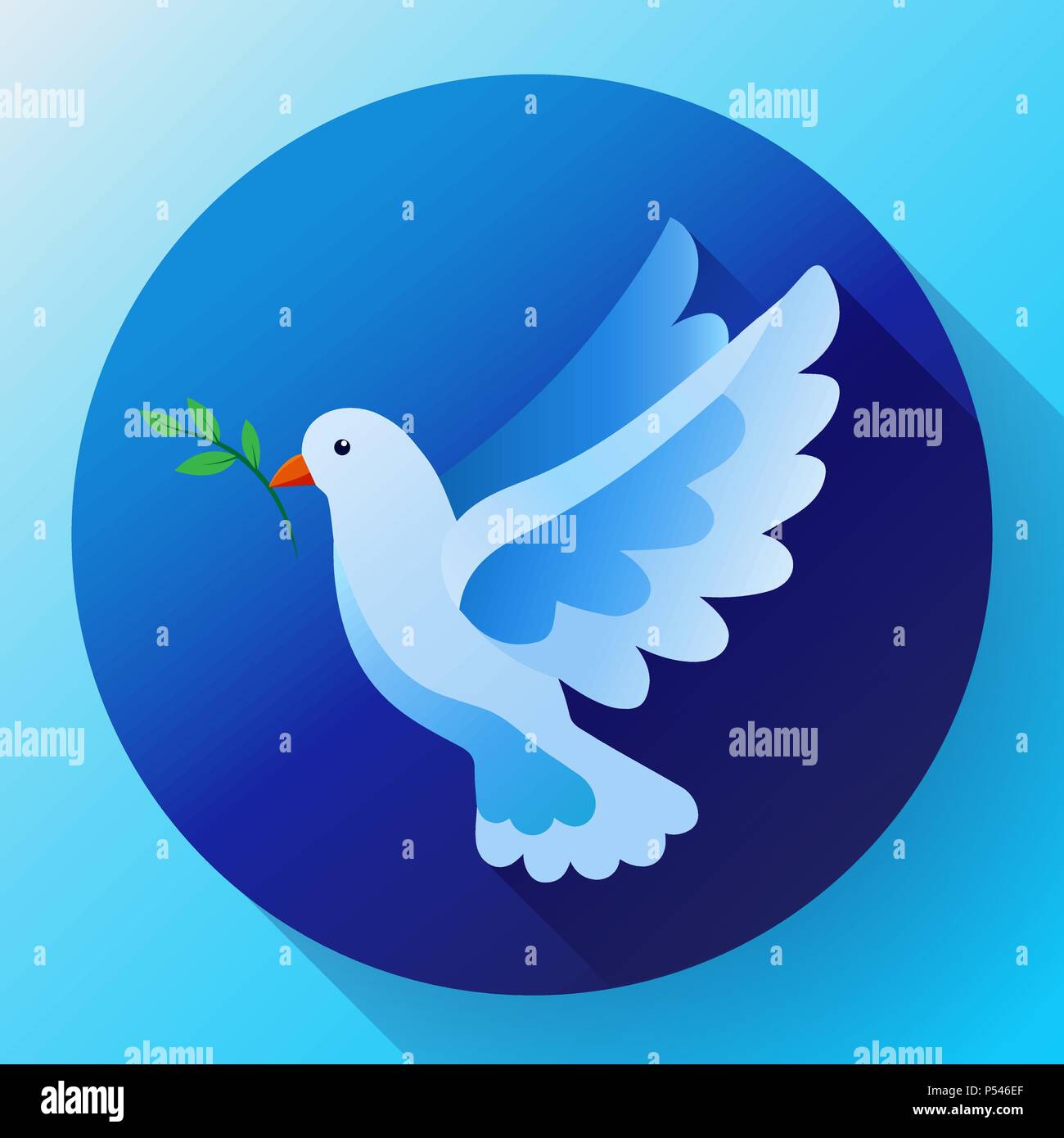 Blue Dove With Branch Peace Icon Flying Blue Bird And Peace Concept