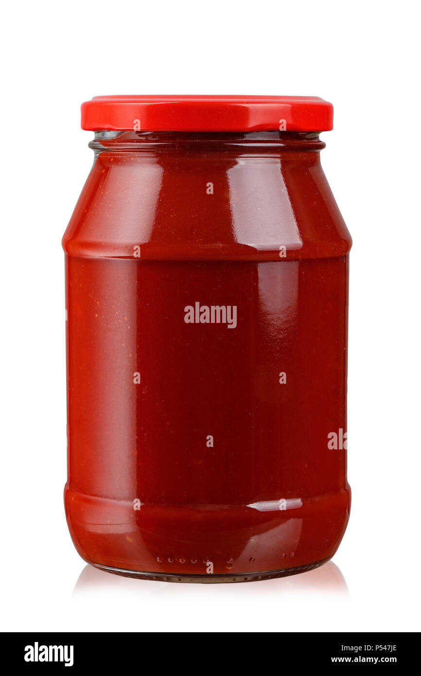 tomato paste in a jar isolated on white background. clipping path Stock ...