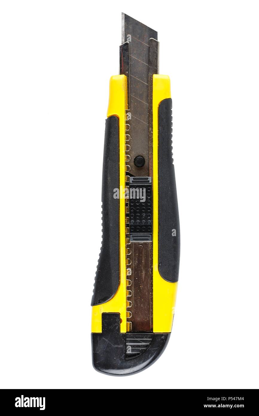 yellow paper knife on white background isolated. clipping path Stock ...