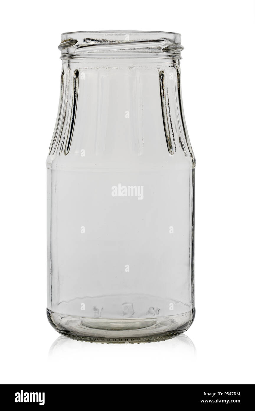 empty glass jar without lid, isolated on white background. clipping ...