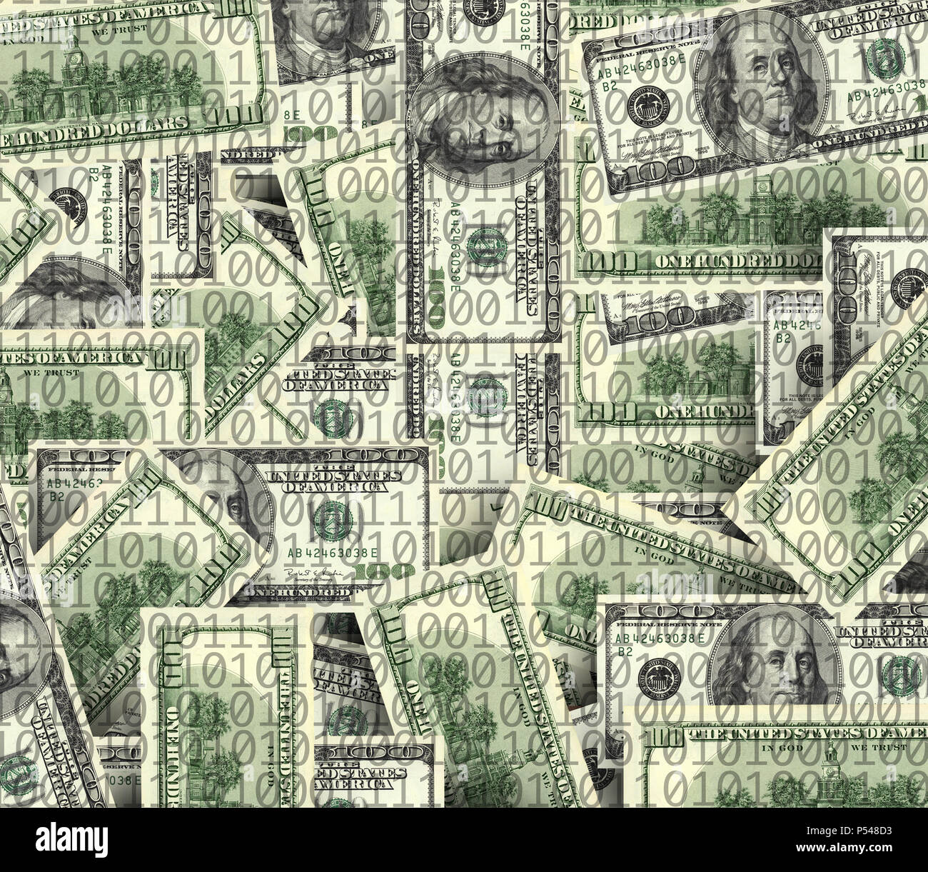 close up shot of dollar bill on binary code background Stock Photo - Alamy