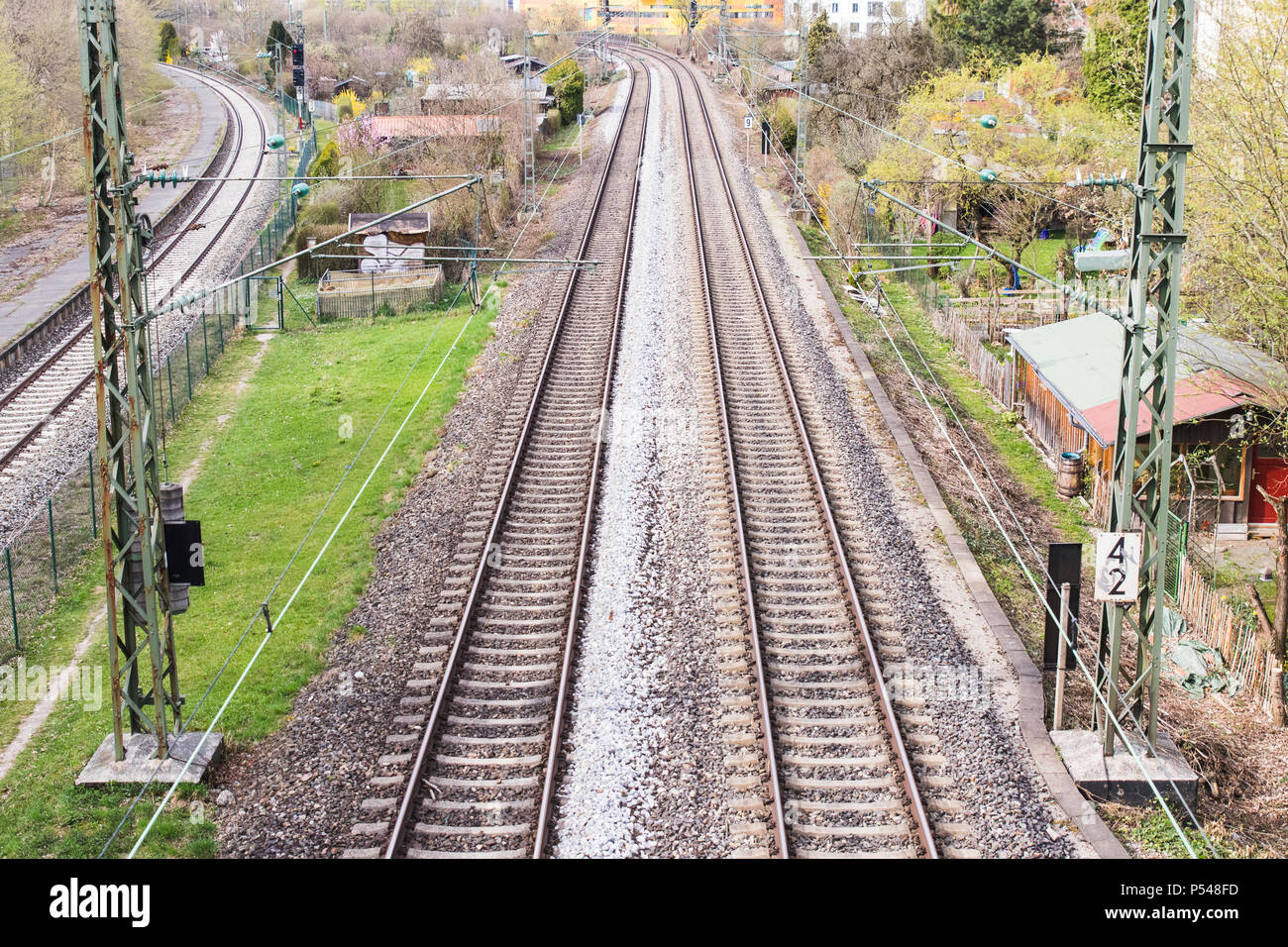 The way forward railway with daylight Stock Photo - Alamy