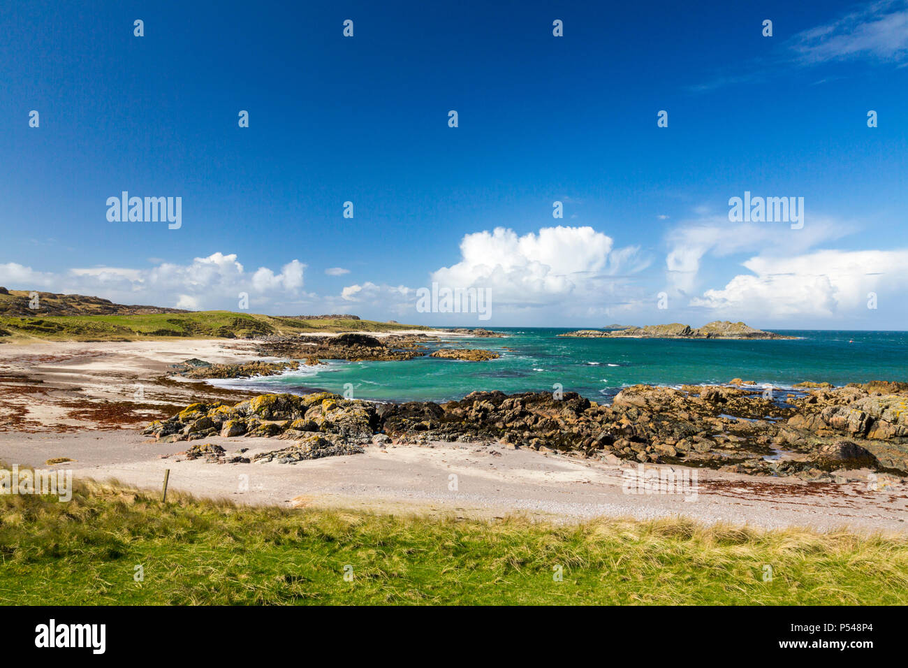A deserted white sand beach at Traigh An T Suidh on the Hebridean ...