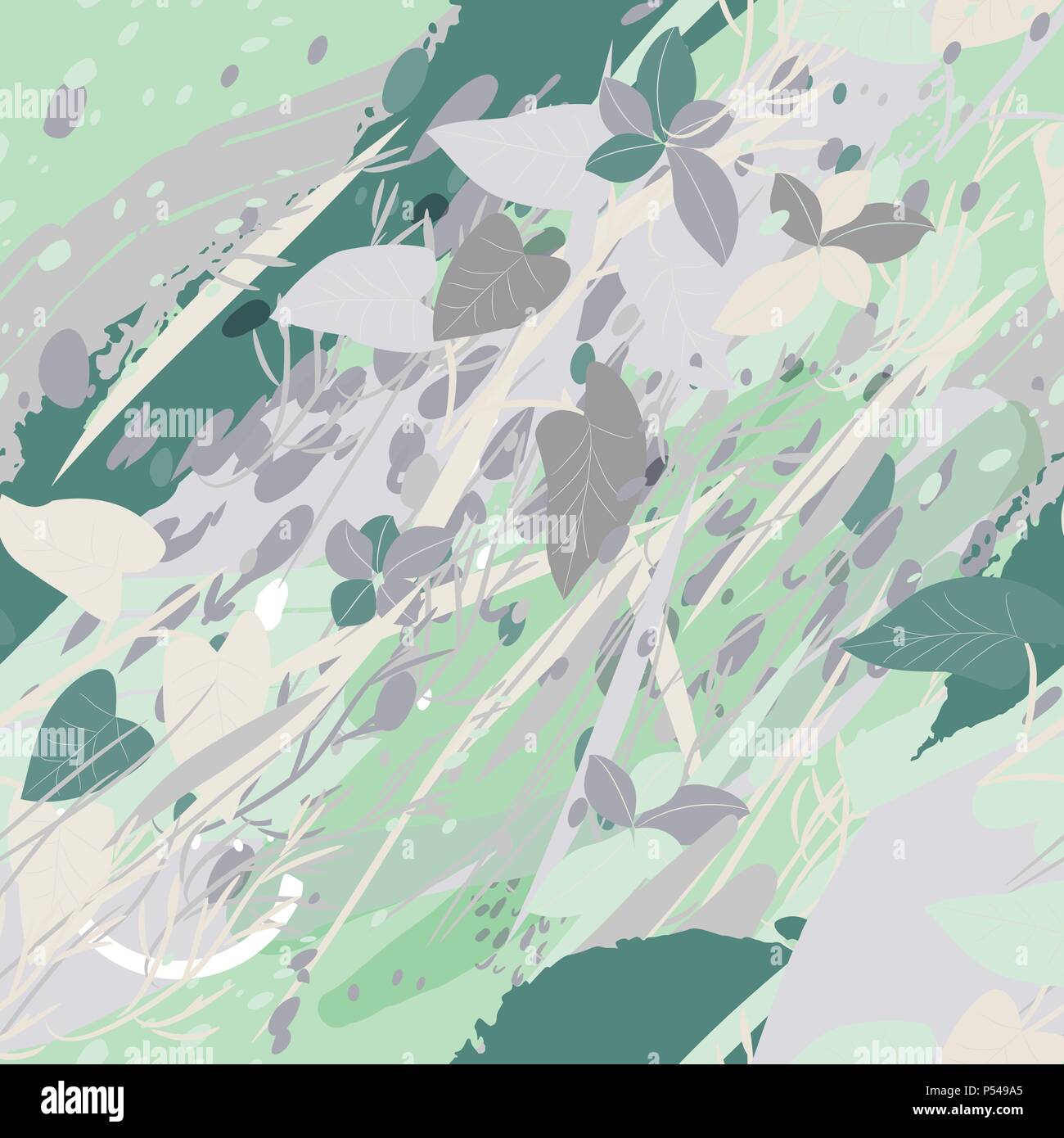 Military camouflage texture with trees, branches, grass and watercolor ...