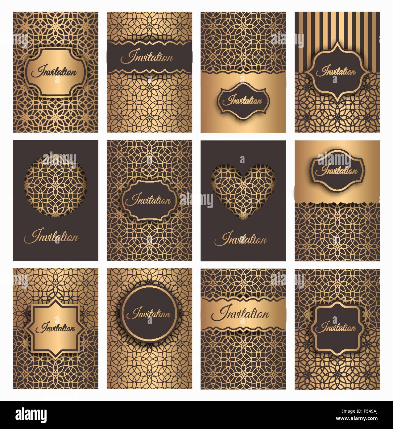 Golden Vector Invitations Set Stock Vector Image & Art - Alamy