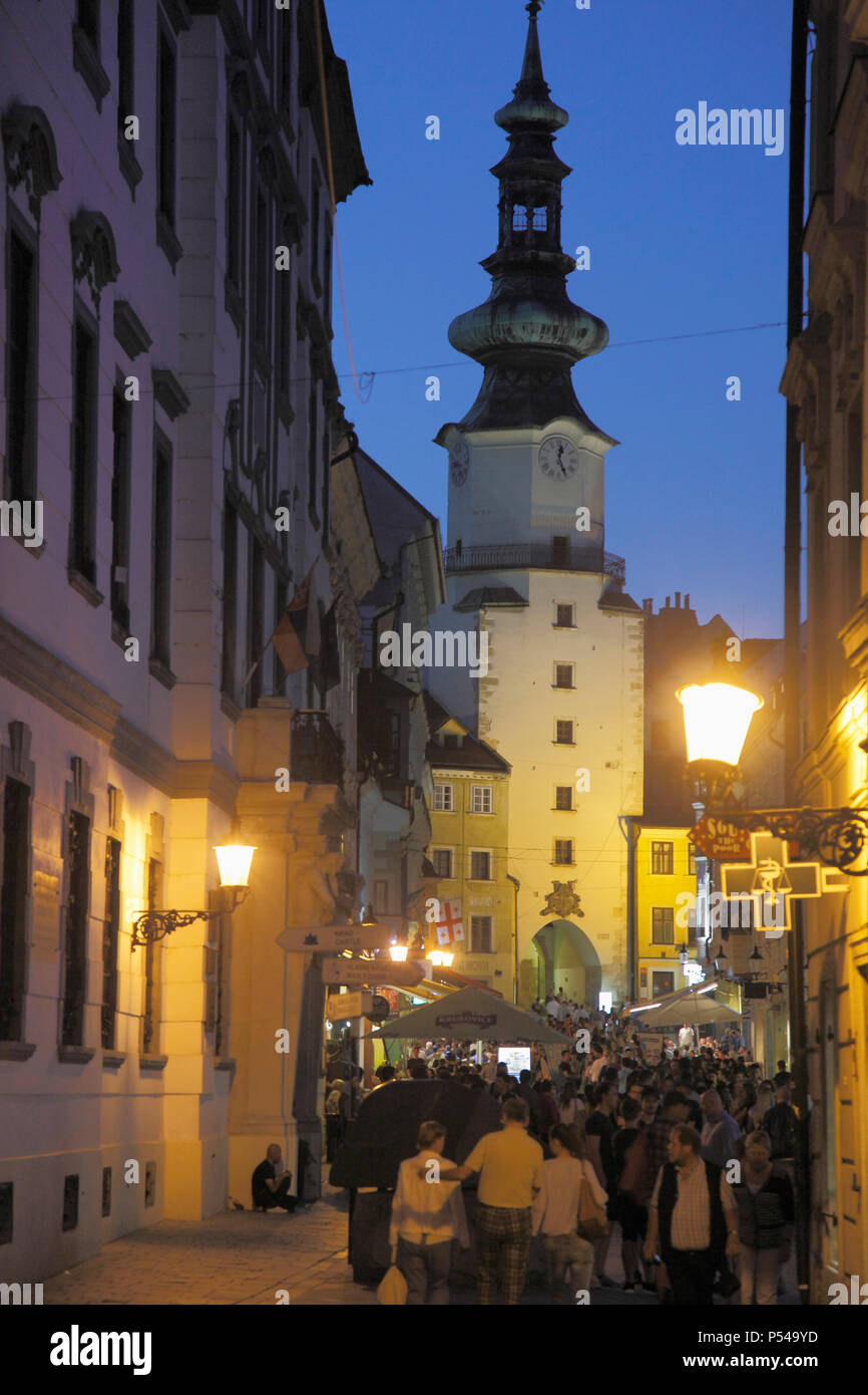Slovakia, Bratislava, Michael's Tower, street scene, people, nightlife ...