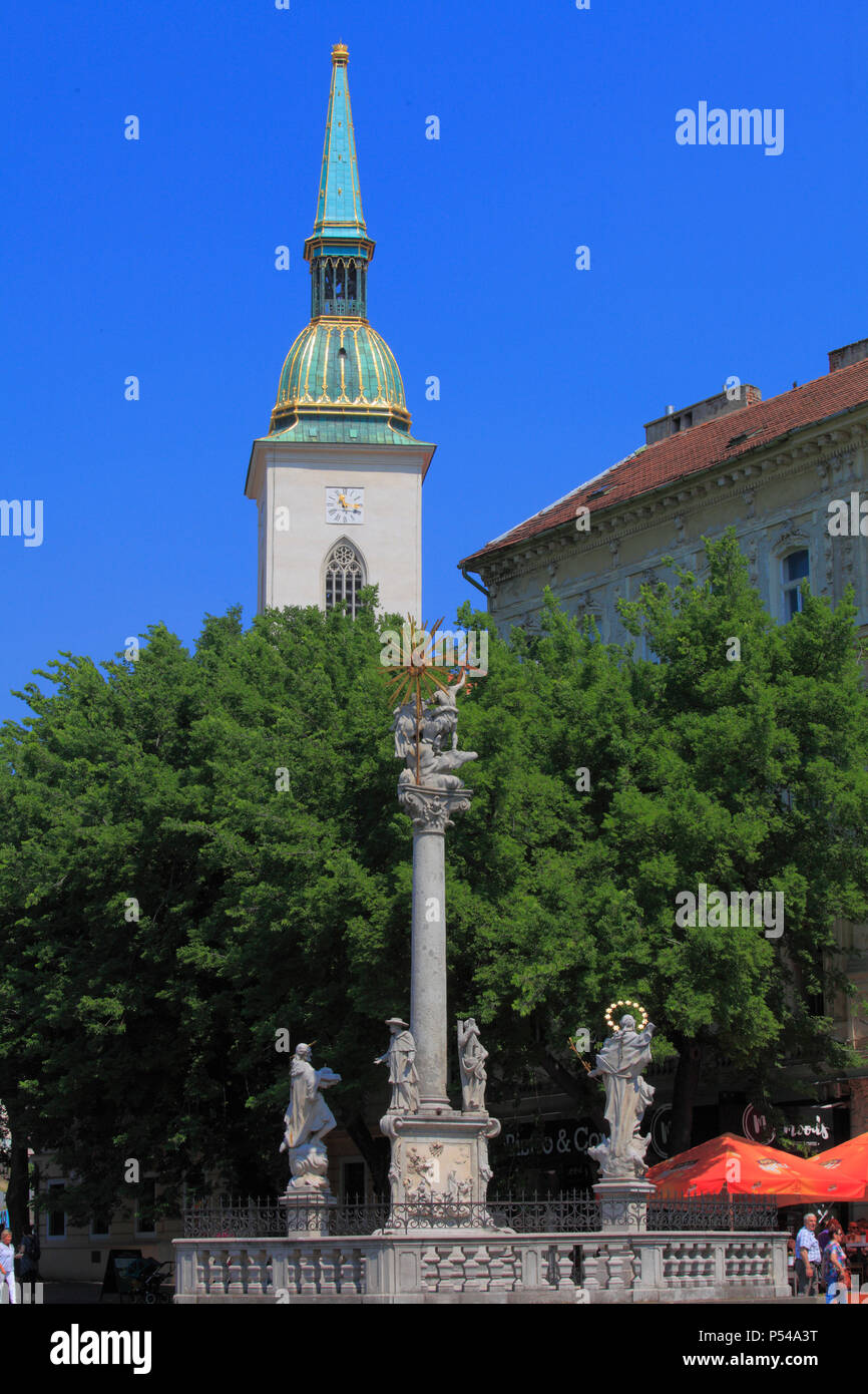 Slovakia, Bratislava, St Martin Cathedral, Holy Trinity Column Stock ...