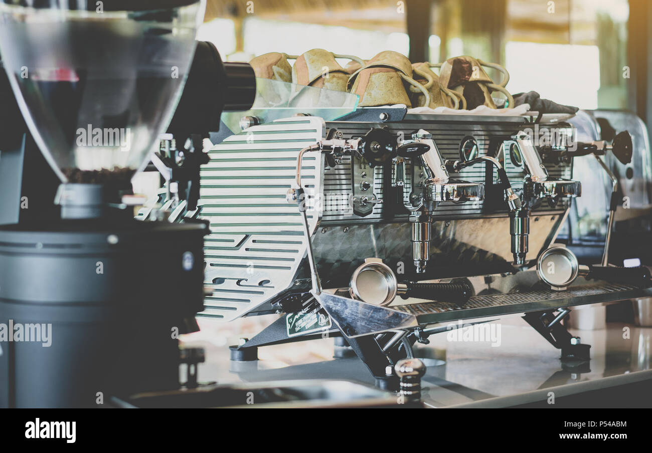 coffee machine maker in coffee shop Stock Photo - Alamy