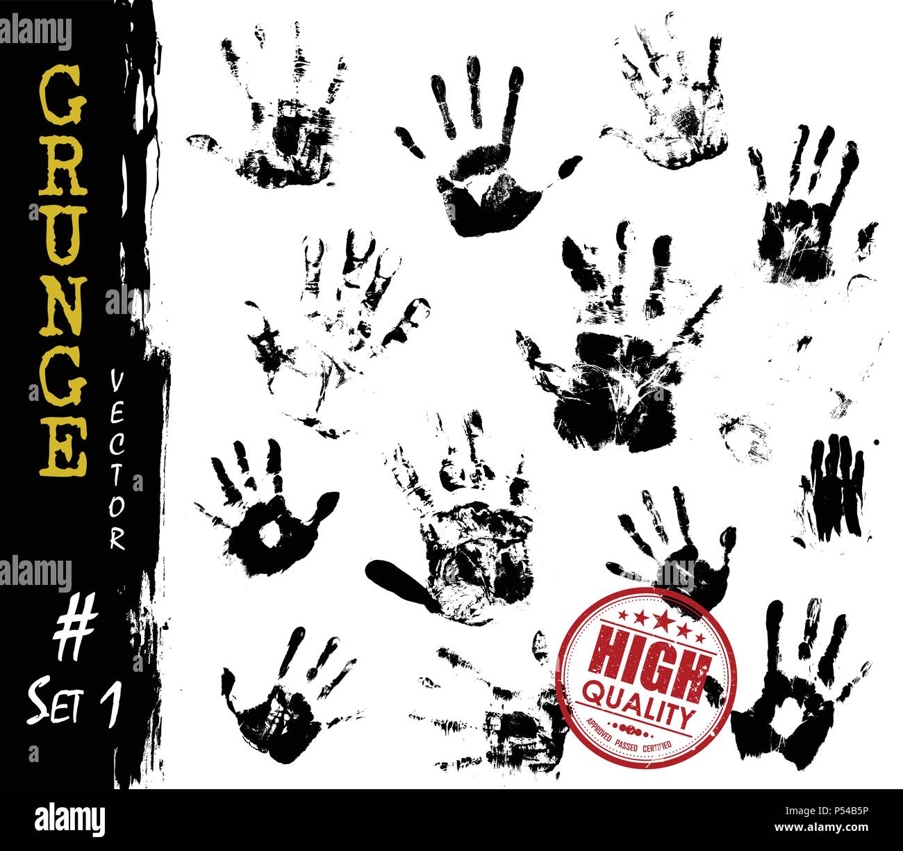 Set of Grunge style handprints . Elements vector Stock Vector Image ...