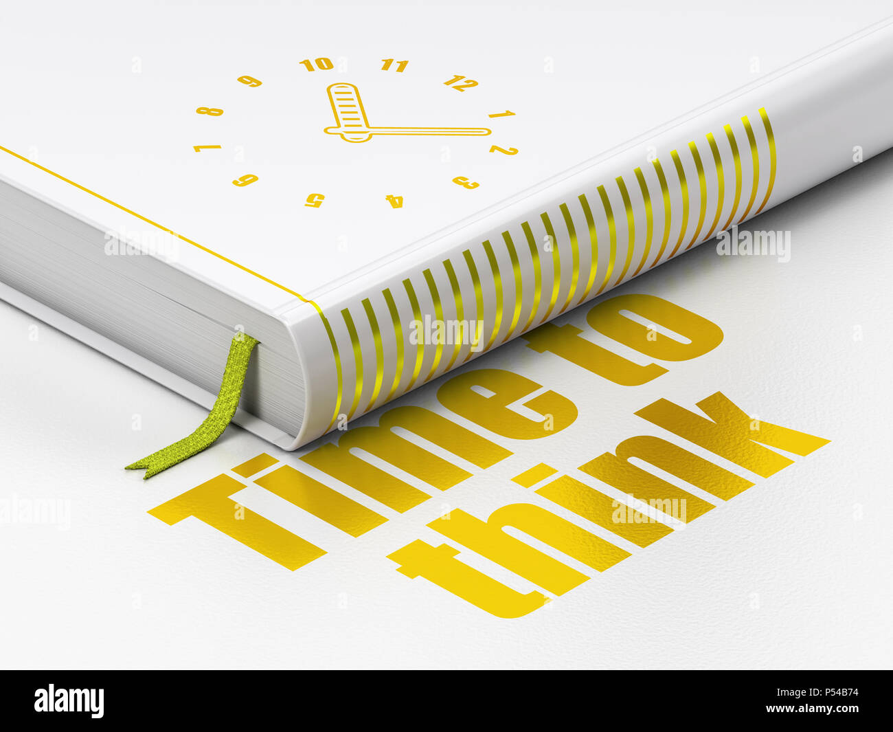 Timeline concept: book Clock, Time To Think on white background Stock ...