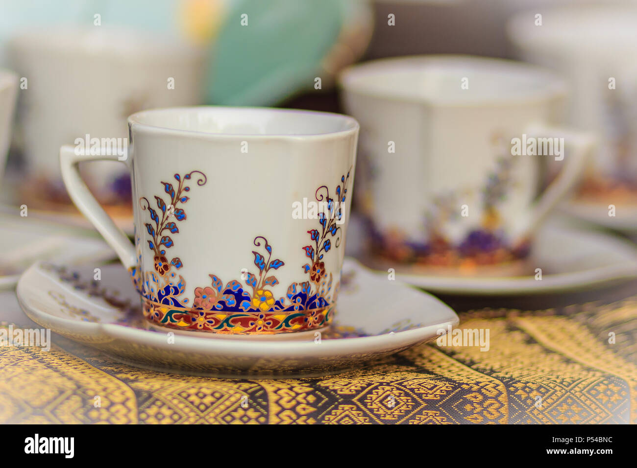 Vintage Thai's style porcelain coffee cup handmade. Beautiful ...