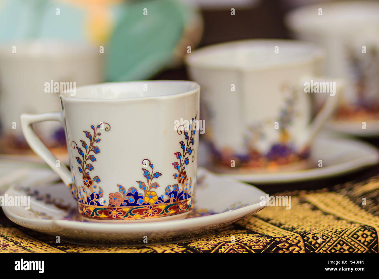 Vintage Thai's style porcelain coffee cup handmade. Beautiful ...