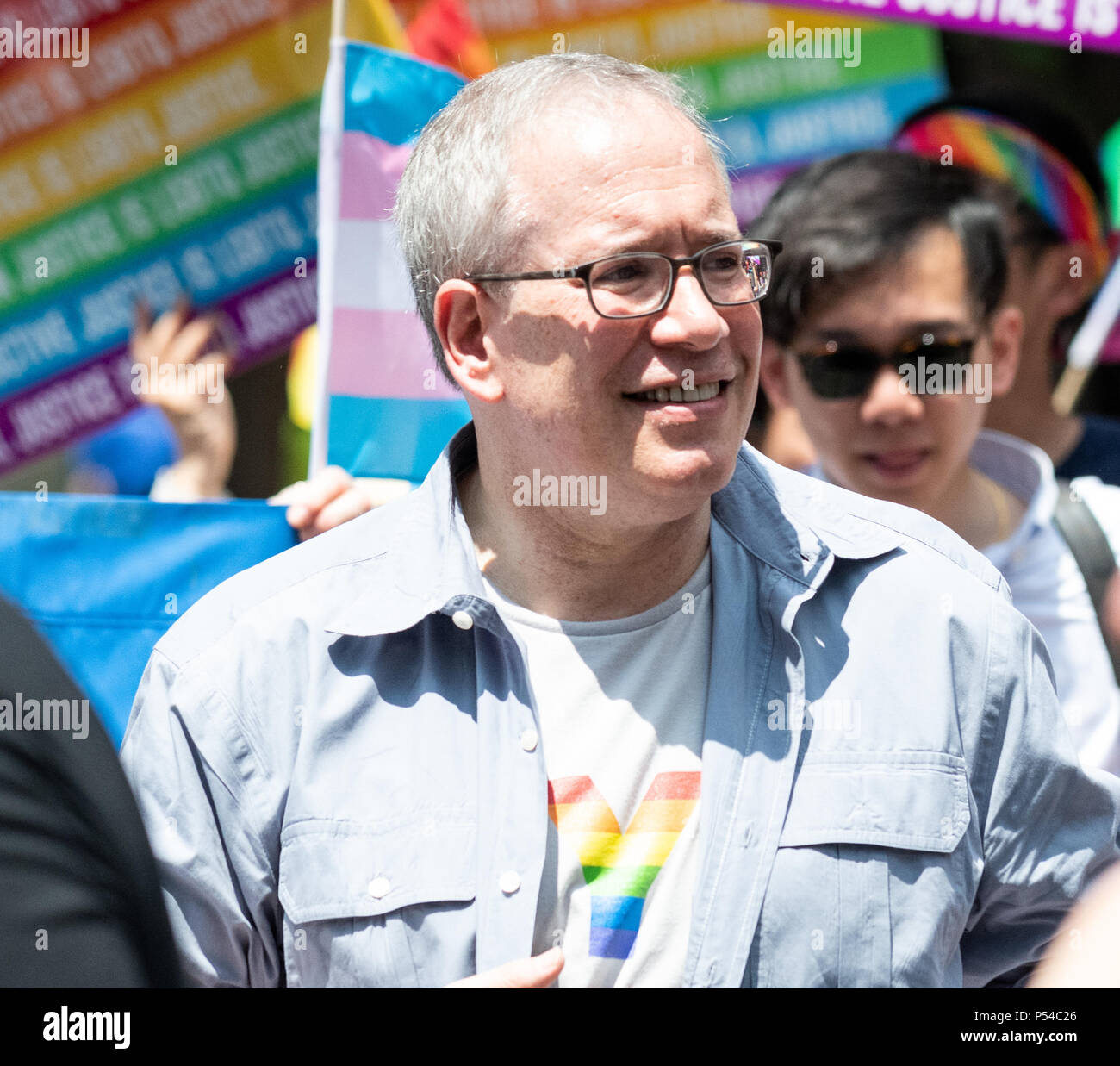 New York City Comptroller Scott Stringer (D) at the Pride March in New York City. Thousands took ...