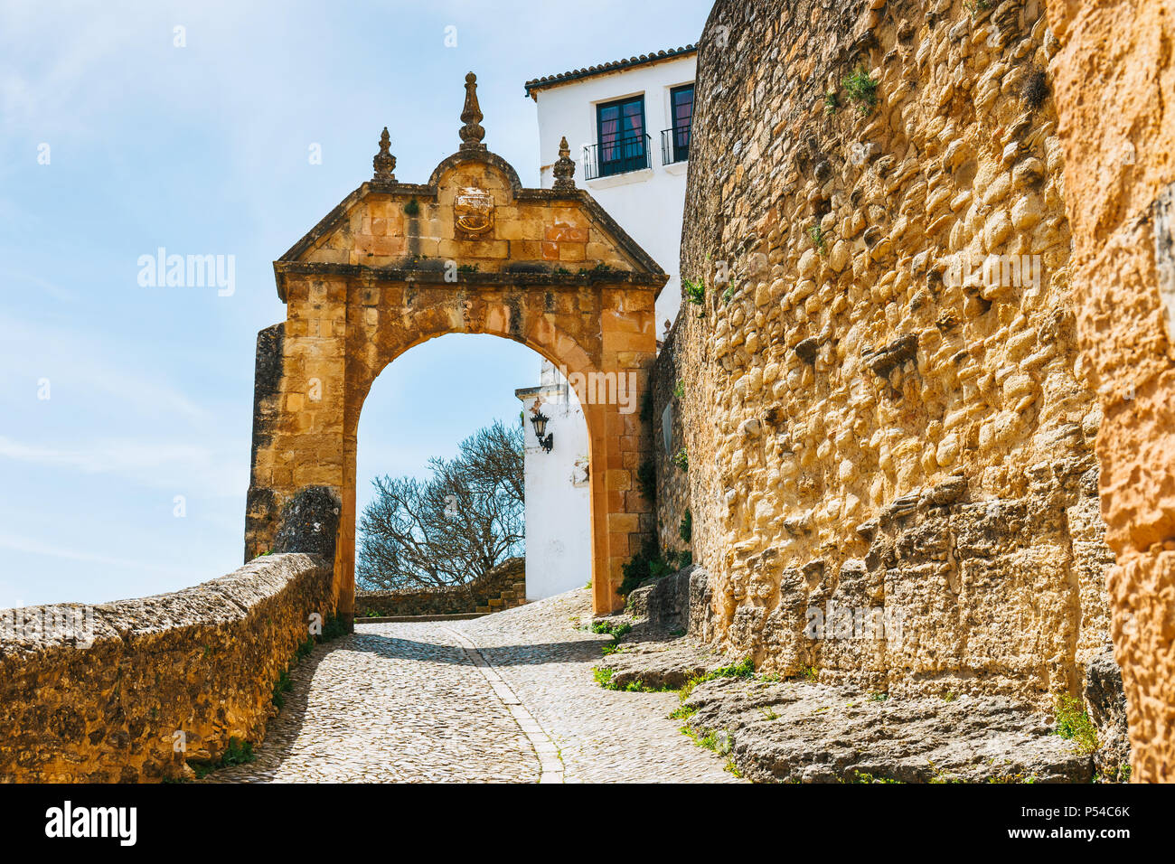 facades of historic buildings in Ronda, Spain Stock Photo - Alamy
