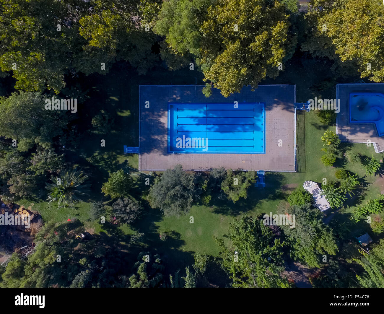 Aerial view of swimming pool. Top view Stock Photo - Alamy