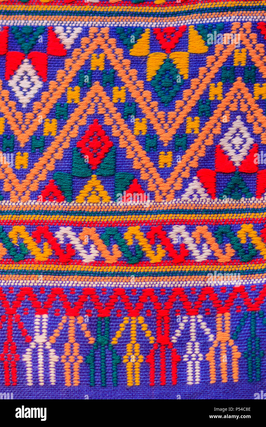 Colorful of native thai style silk and textiles pattern. Beautiful ...