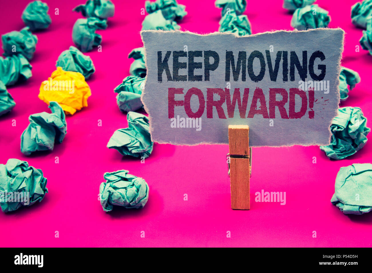 Writing note showing Keep Moving Forward Motivational Call. Business ...