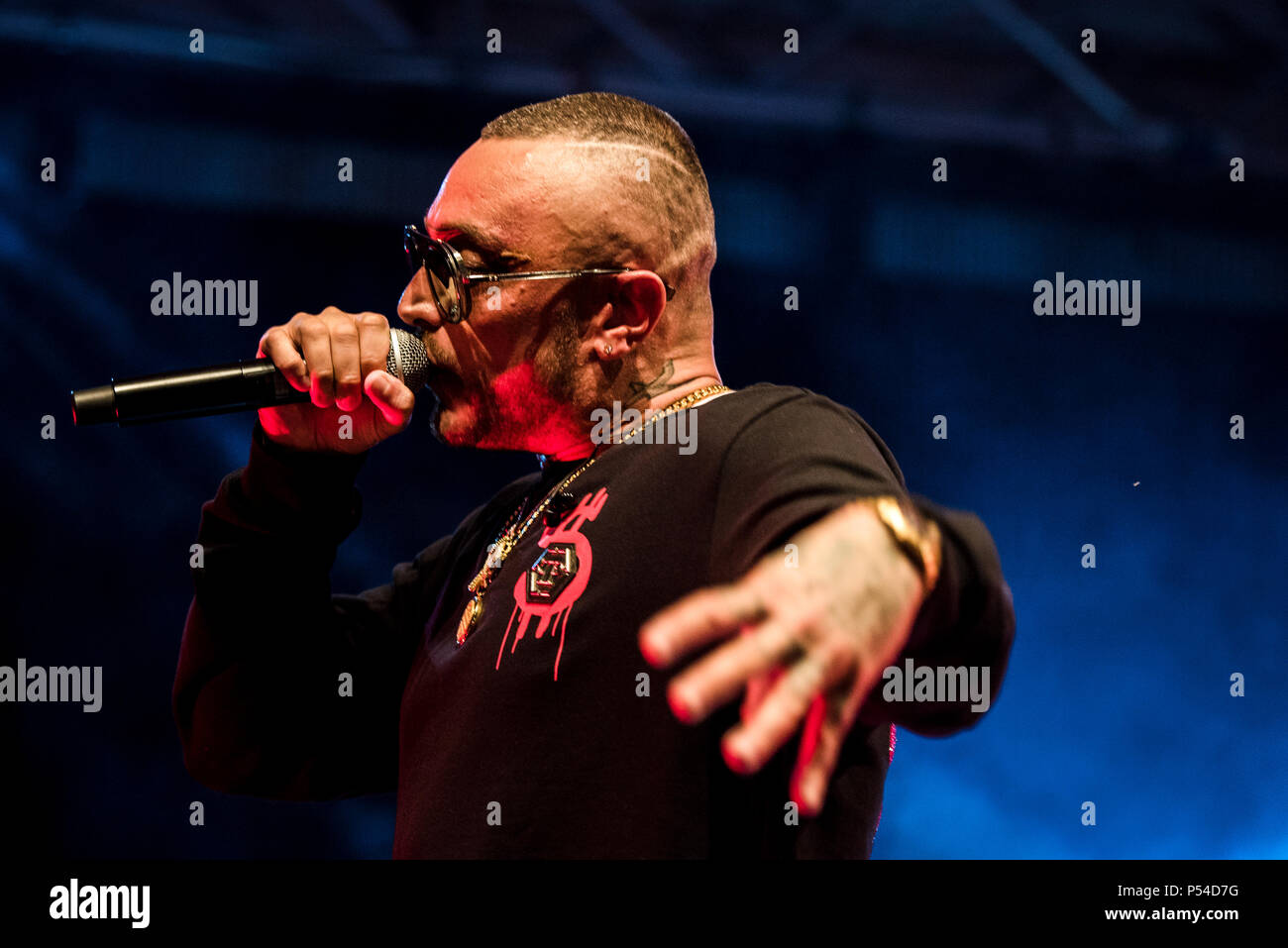 Napoli, Italy. 23rd June, 2018. Gué PeQueno, Italian rapper Arenile di ...