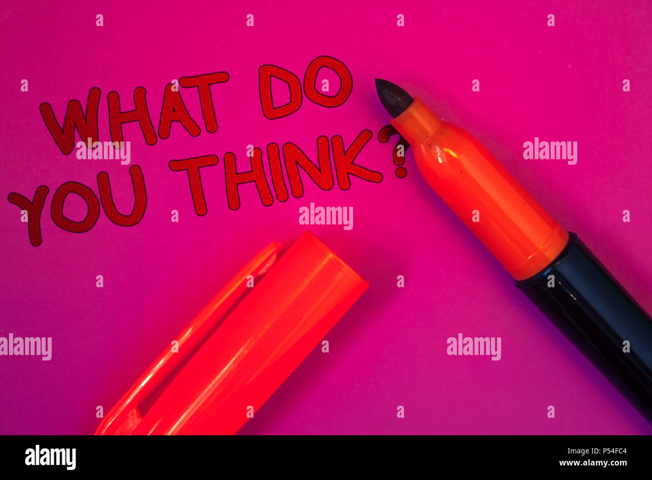 Conceptual hand writing showing What Do You Think Question. Business ...