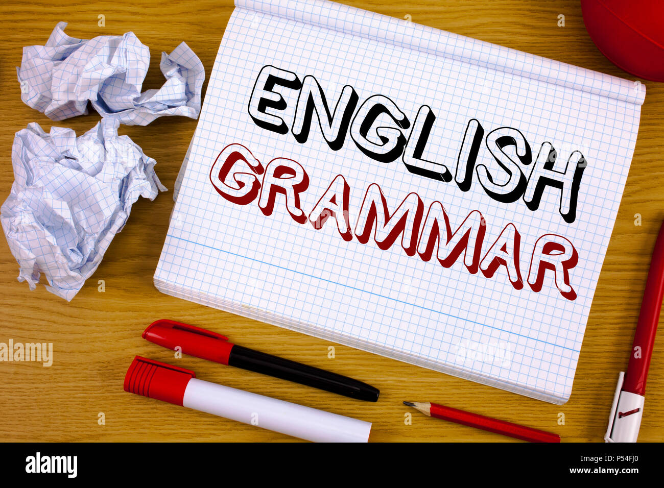 Text sign showing English Grammar. Conceptual photo Language Knowledge ...