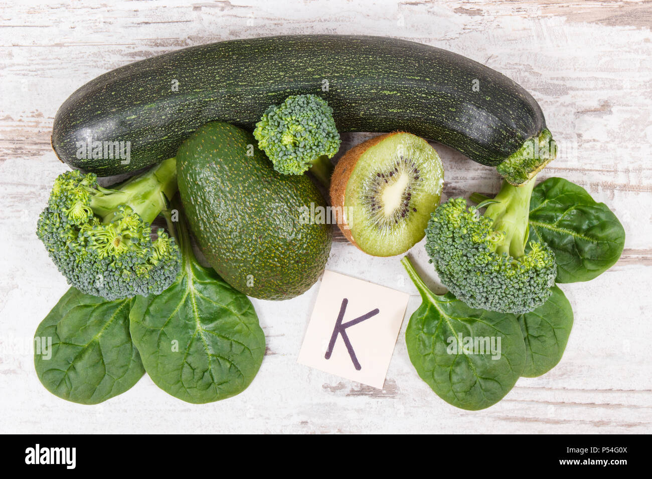 Fresh fruits and vegetables containing vitamin K, dietary fiber and ...