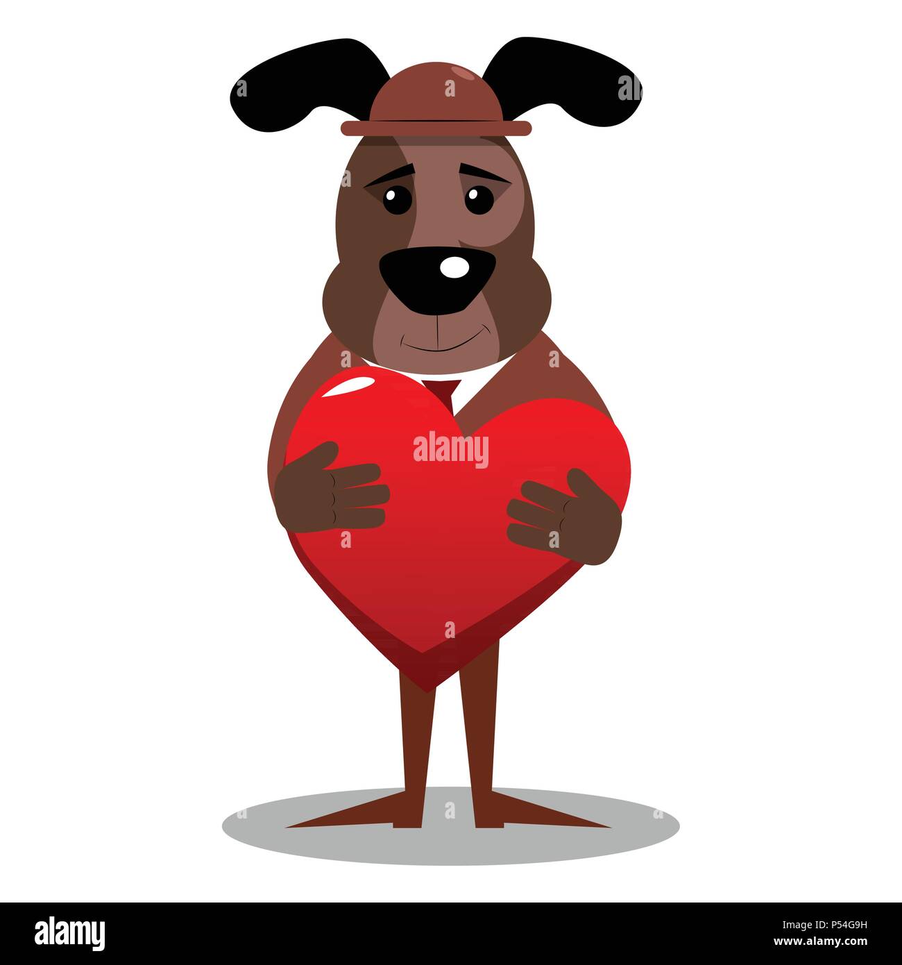 Cartoon illustrated business dog hugging big red heart Stock Vector ...