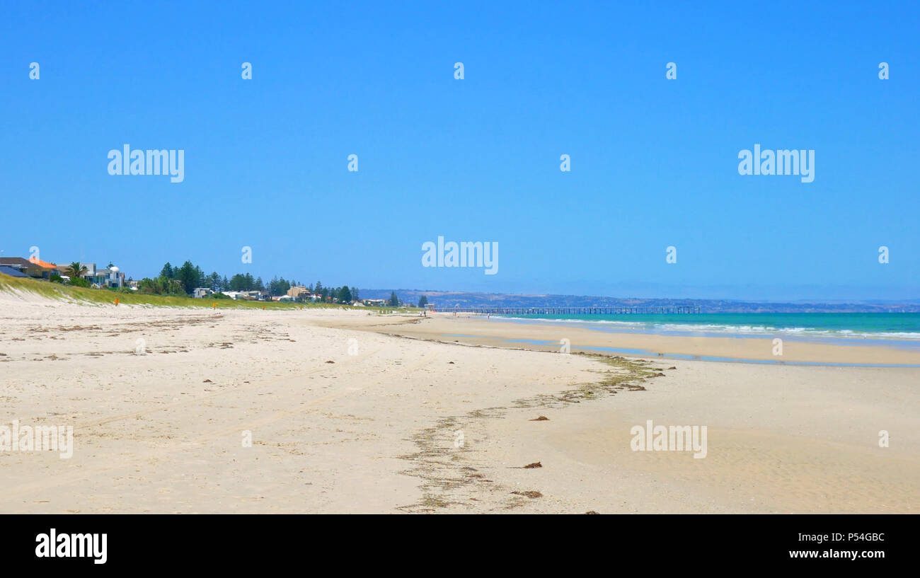 Beautiful golden sand beach, taken at Tennyson, South Australia Stock ...