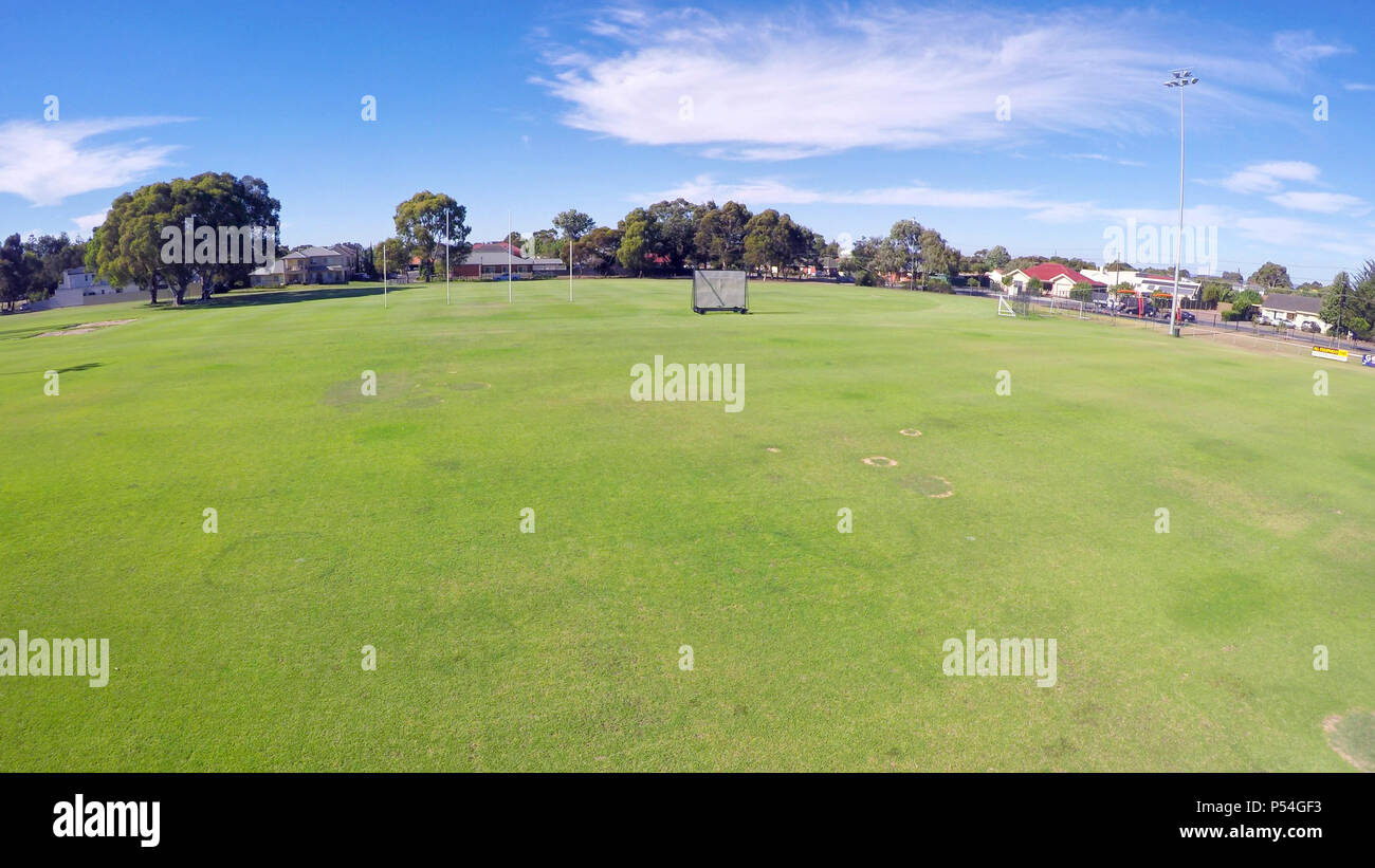 Drone footage of Australian public park and sports oval, taken at ...