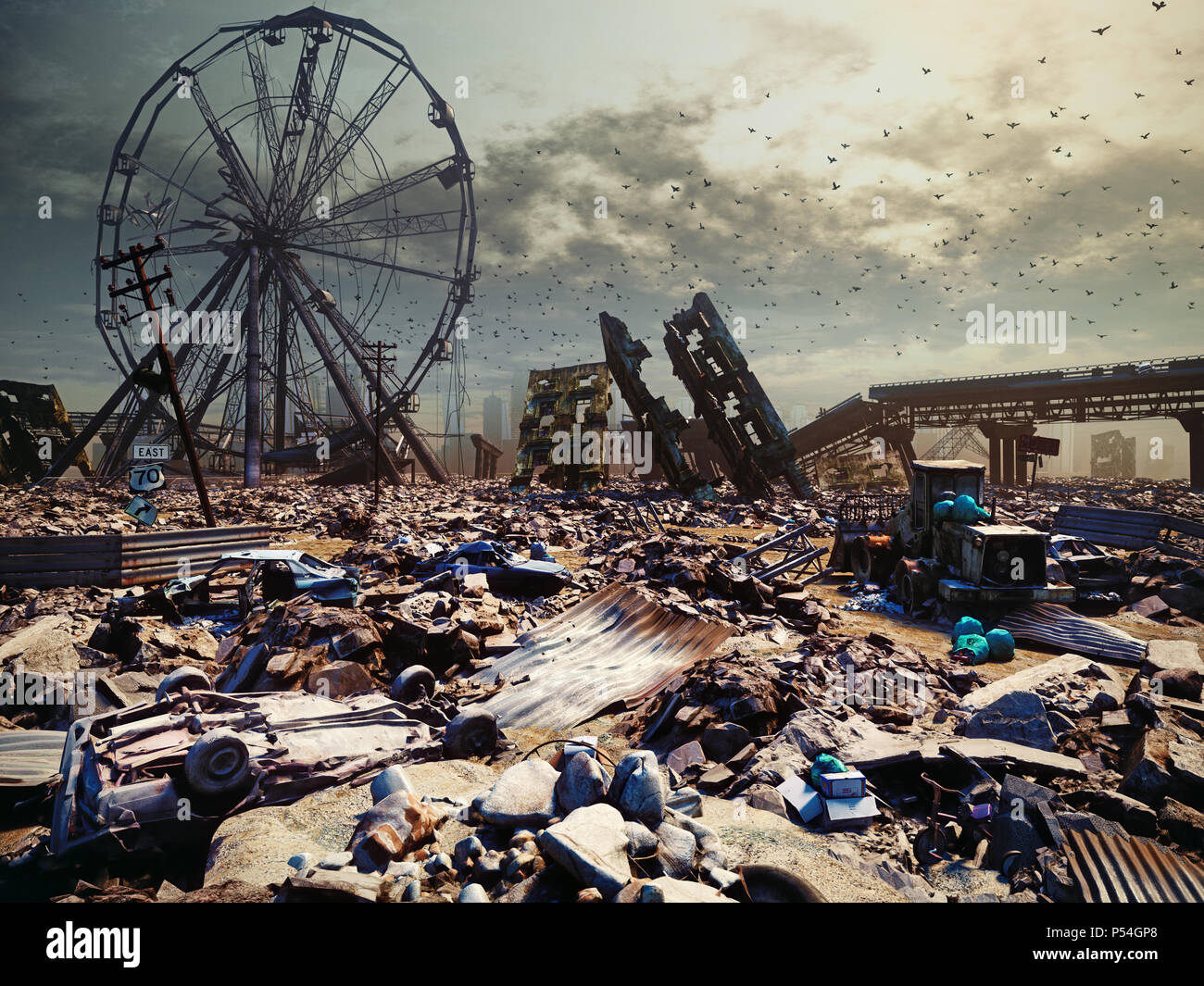 Apocalypse landscape. 3D rendering concept Stock Photo - Alamy