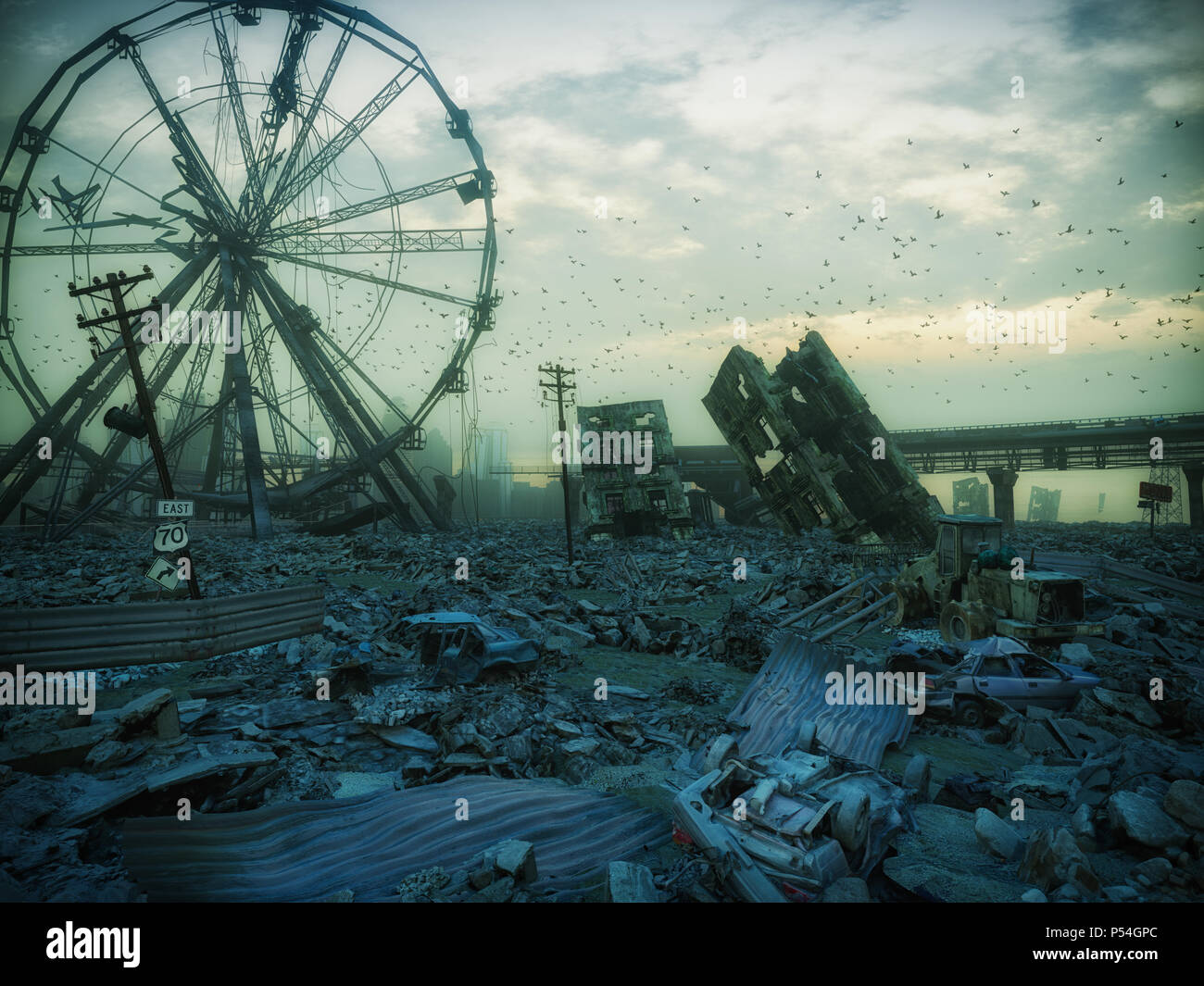 Apocalypse landscape. 3D rendering concept Stock Photo - Alamy