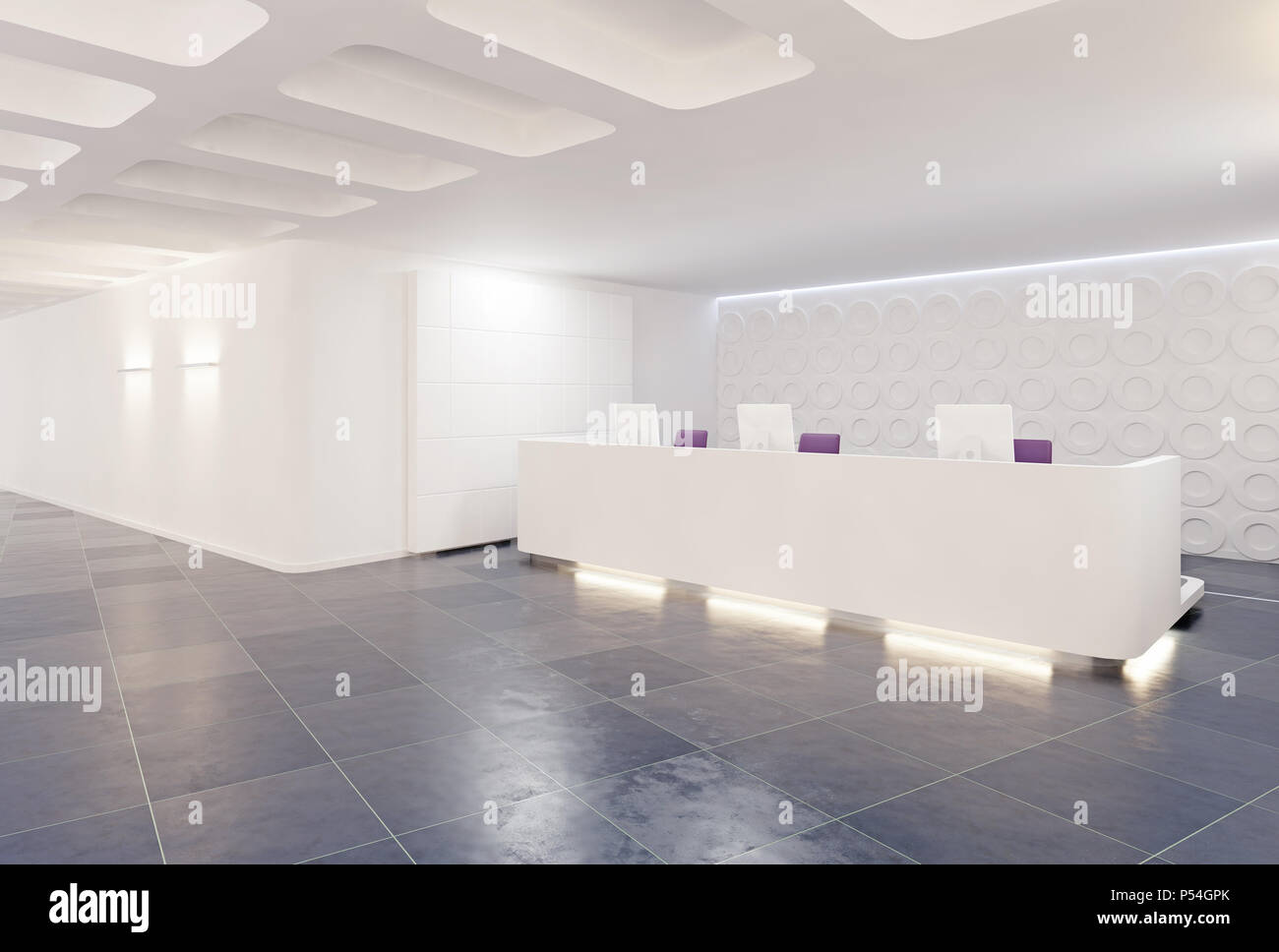 modern reception desk design. 3d rendering concept Stock Photo - Alamy