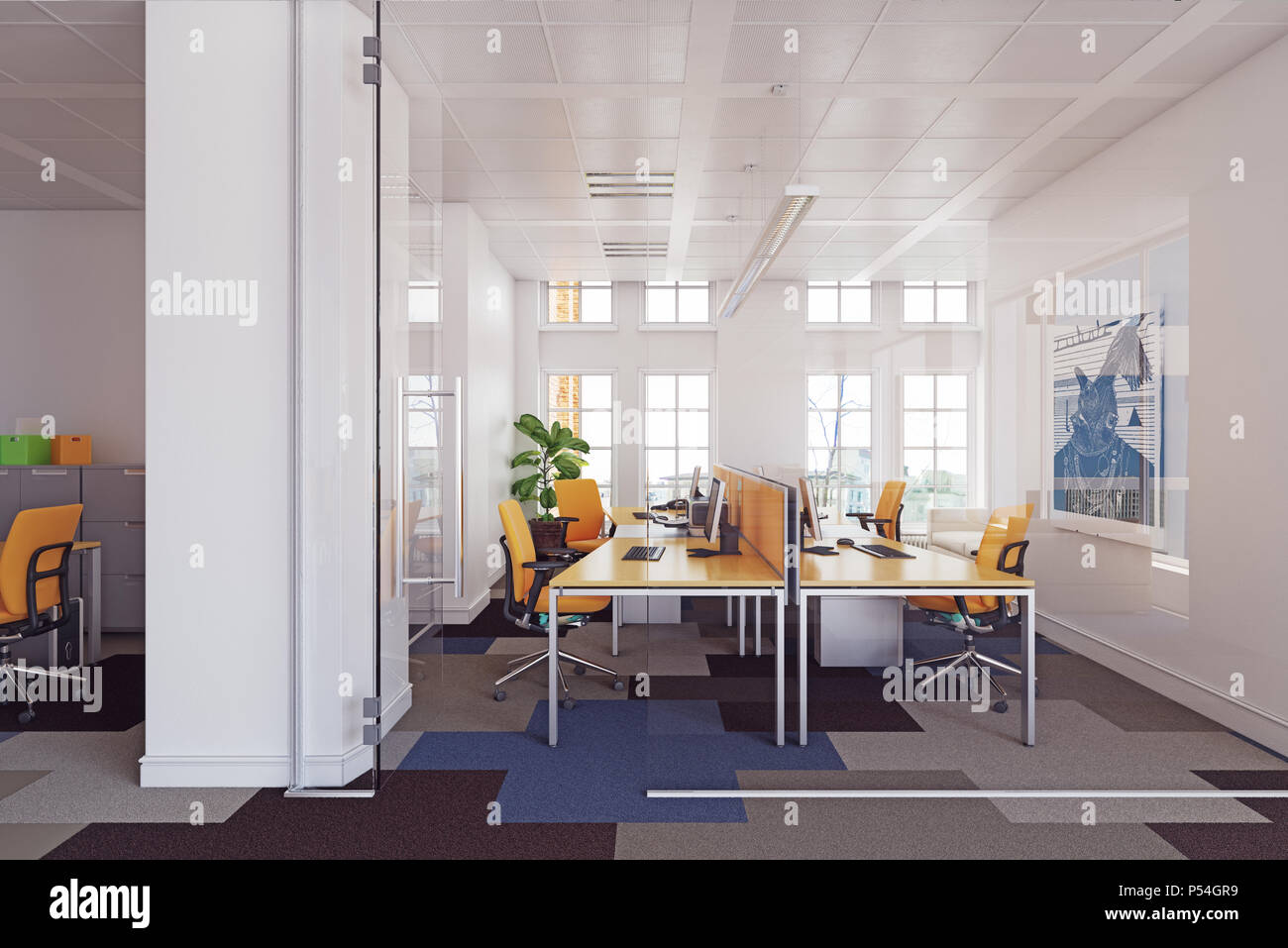 modern office interior. 3d rendering concept Stock Photo - Alamy