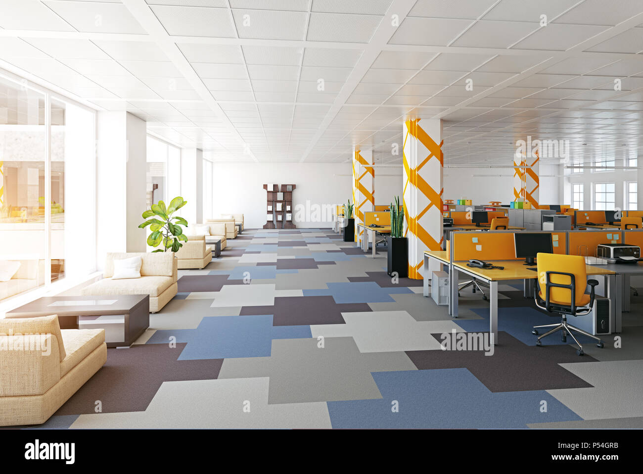 modern office interior. 3d rendering concept Stock Photo - Alamy