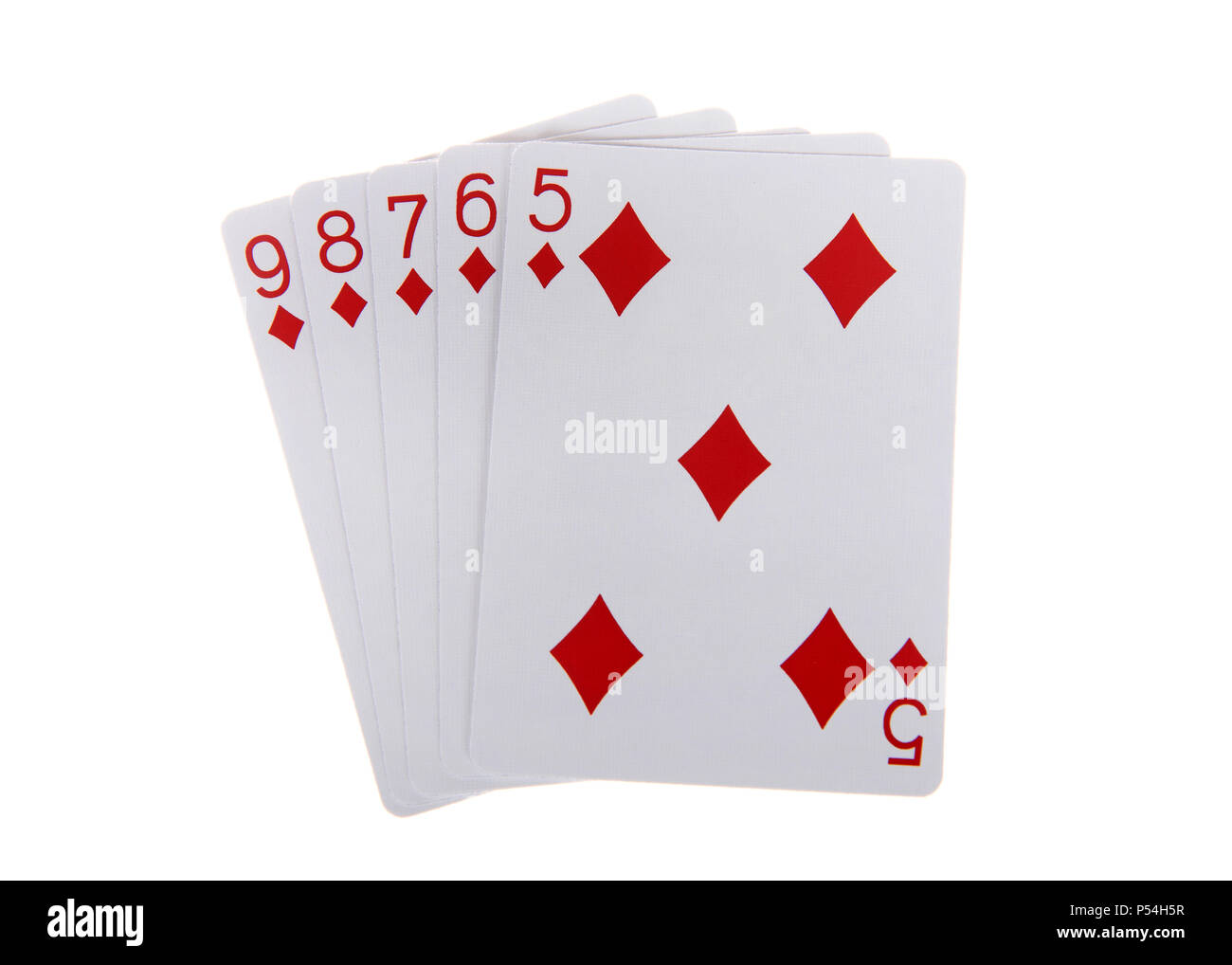 Playing cards, a straight flush. A straight flush is a five card ...