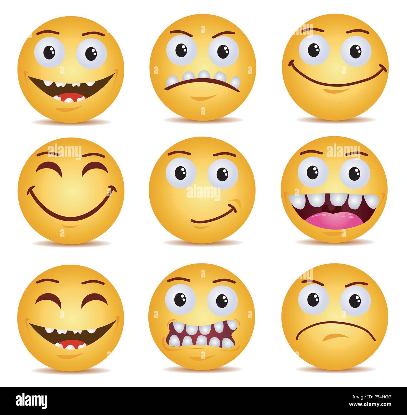 Modern yellow laughing happy smile faces Stock Vector Image & Art - Alamy